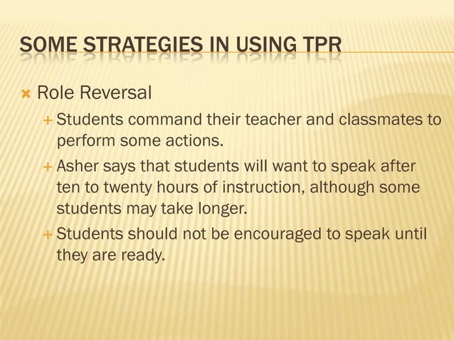 Total Physical Response (TPR) | PDF | Homework and Study | Education