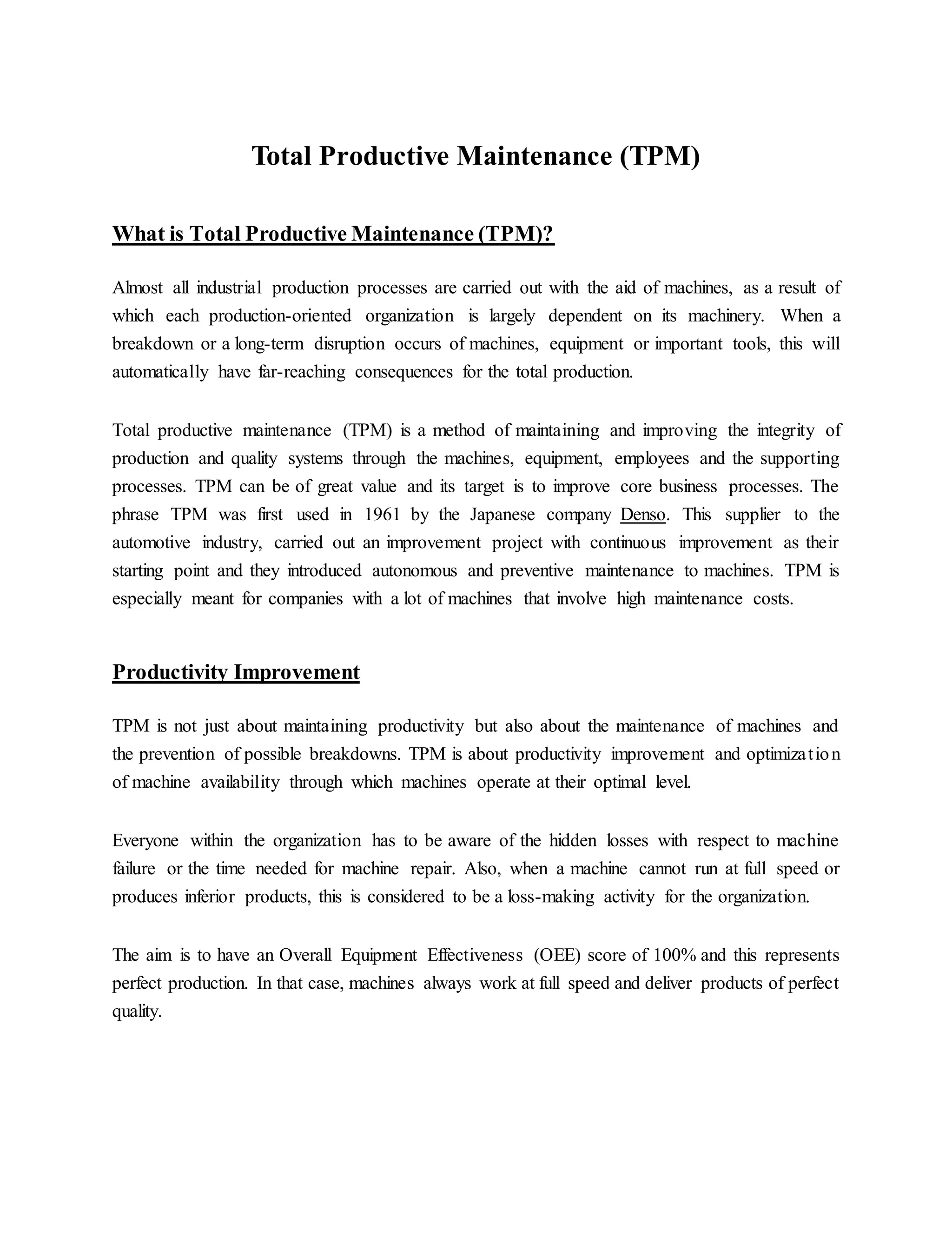Total productive maintenance | DOCX
