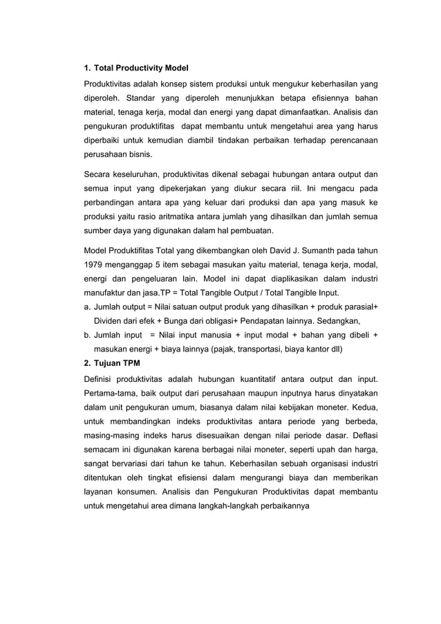 Total productivity model | PDF