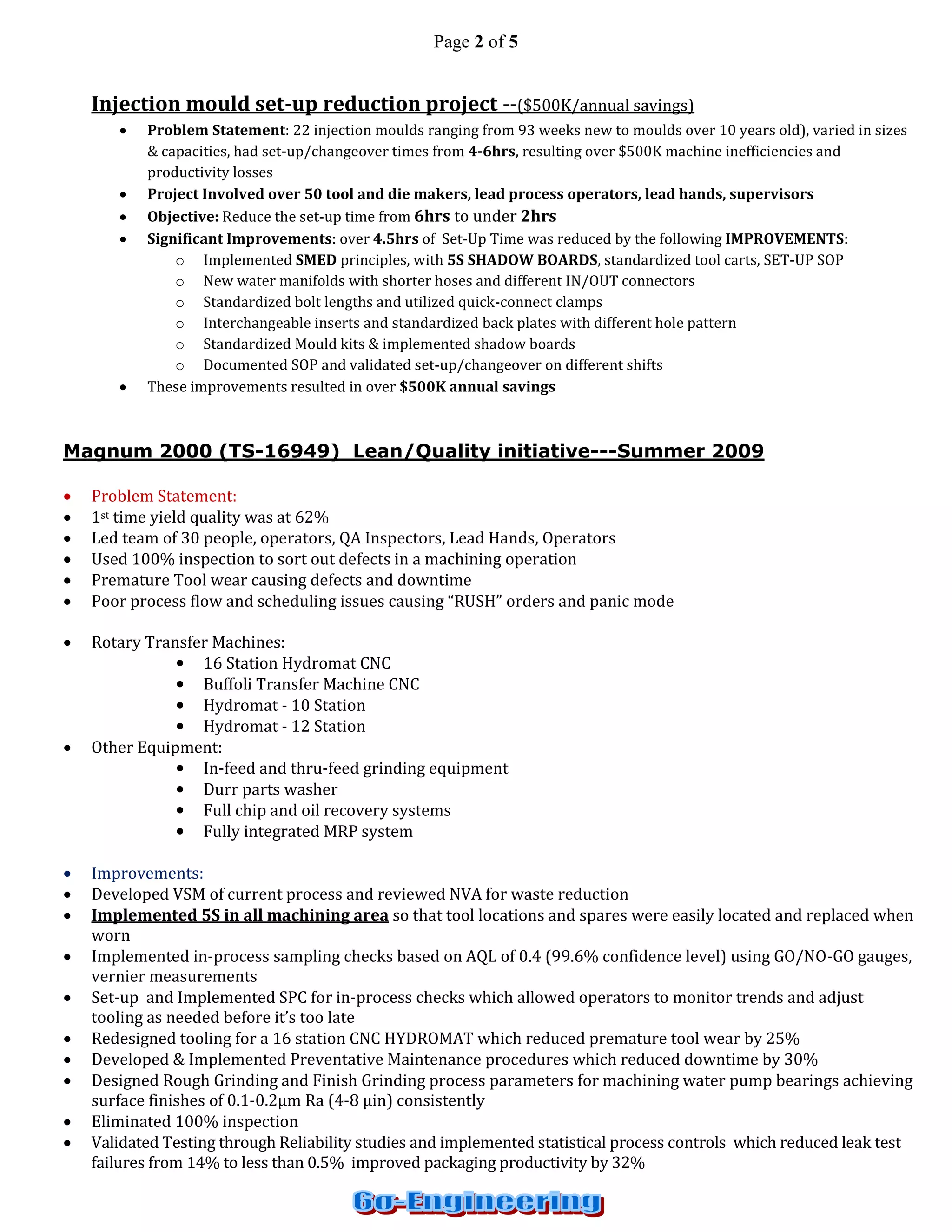 Lean Six Sigma Projects | PDF