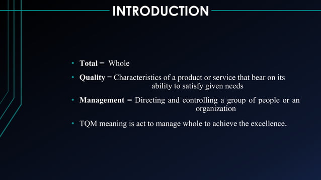 CONCEPT OF TOTAL QUALITY MANAGEMENT | PPTX | Business Administration ...