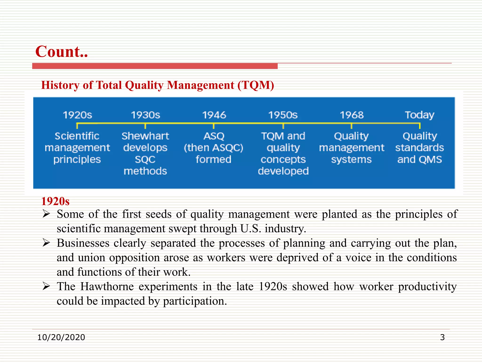 Total Quality Management - Historical Review | PDF