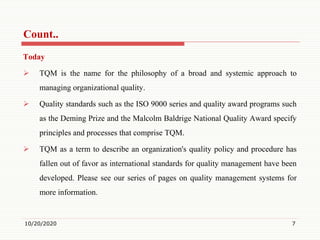 Total Quality Management - Historical Review | PDF