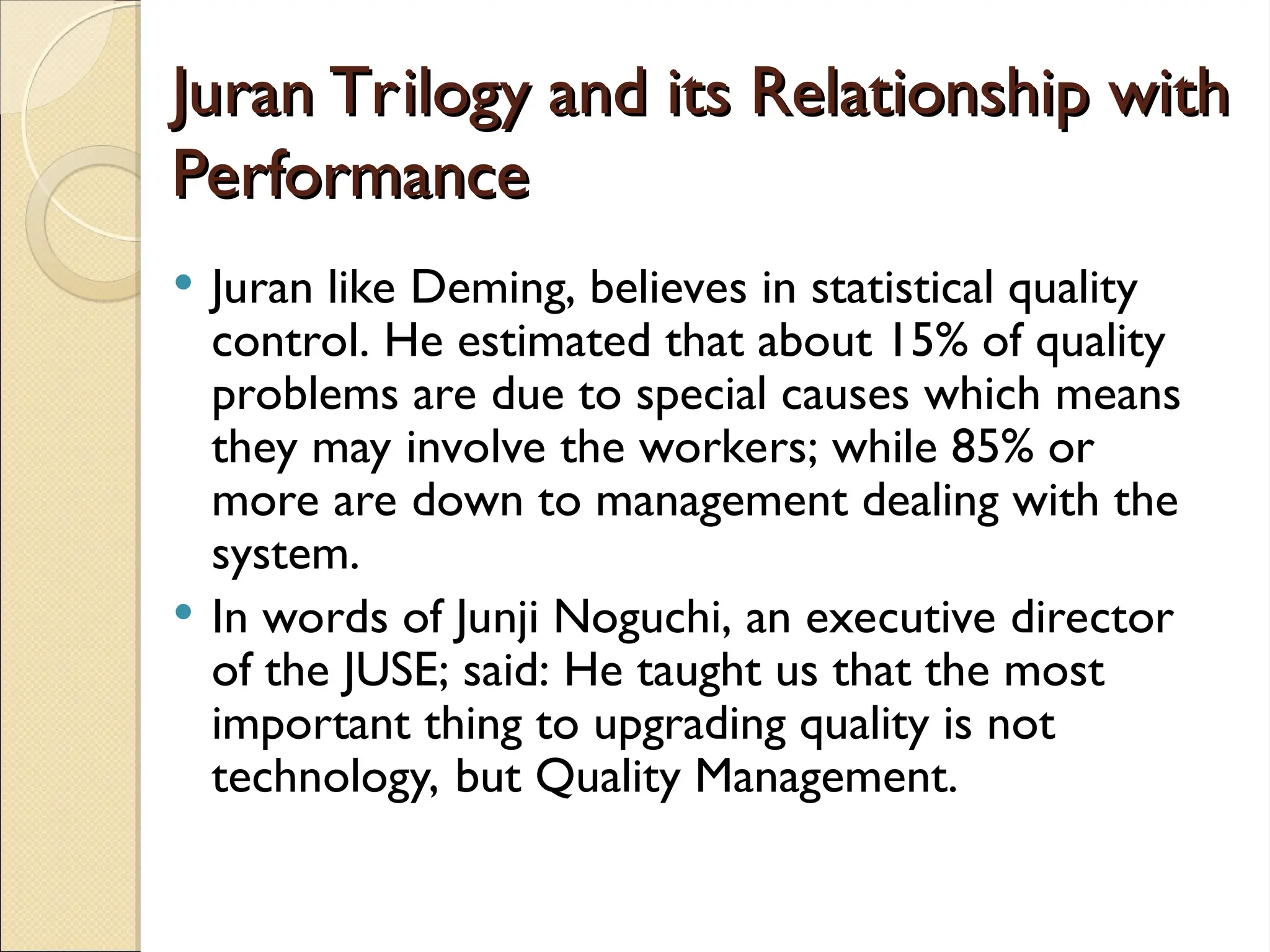 Total quality Management Quality Gurus Juran Deming | PPT