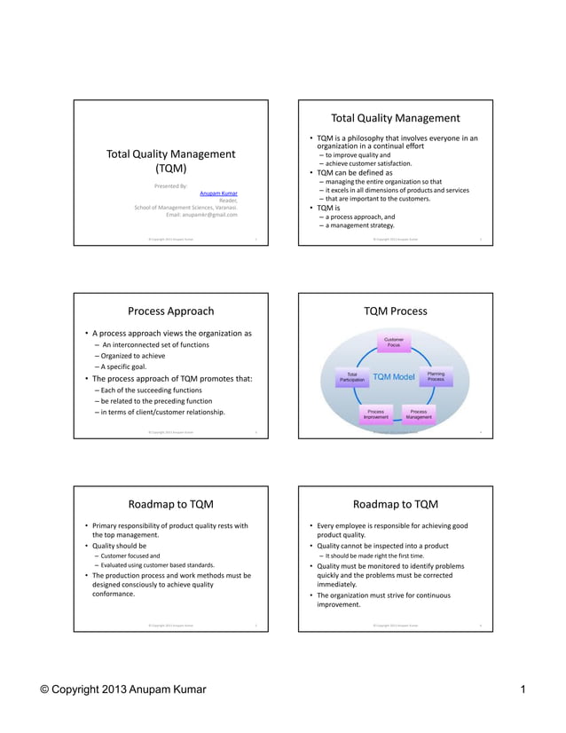Total quality management (tqm) | PDF
