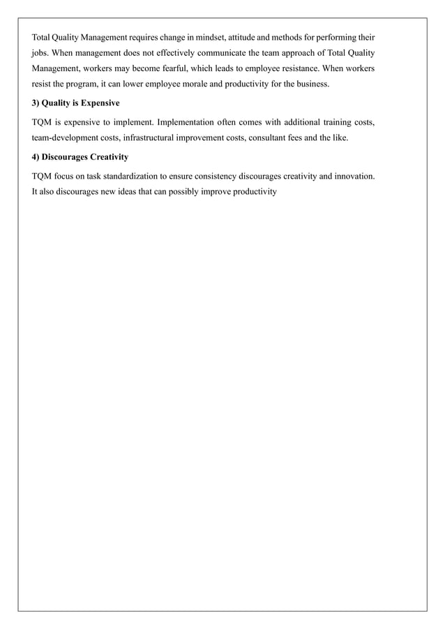 TOTAL QUALITY MANAGEMENT (TQM) | PDF | Manufacturing Industry | Industries