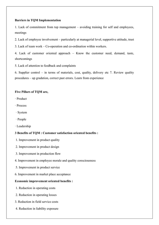 TOTAL QUALITY MANAGEMENT (TQM) | PDF | Manufacturing Industry | Industries