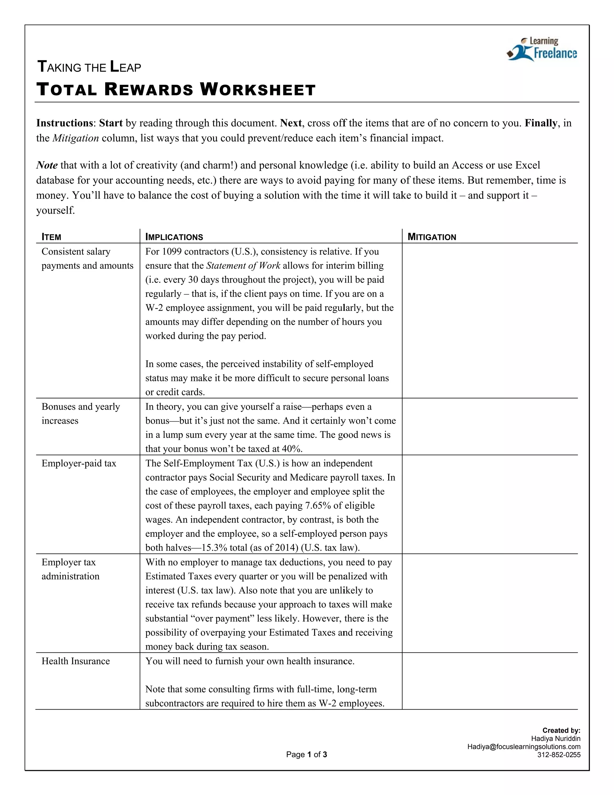 Total Rewards Worksheet | PDF | Business Accounting & Finance | Business