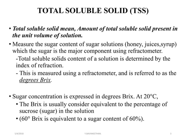 Total soluble solid | PPTX | Physics | Science