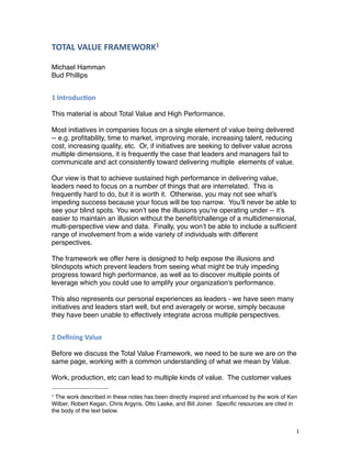 Total Value Framework: An Integral, Holistic Approach to Organizational ...