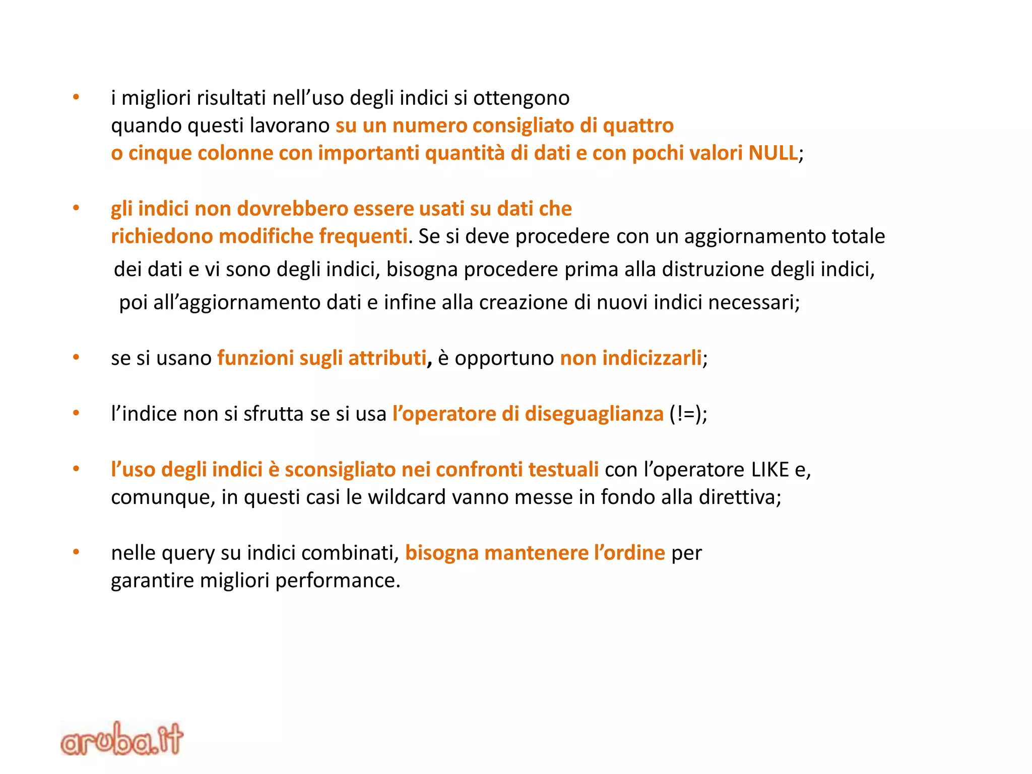 Hosting: gli indici SQL, cosa sono e come funzionano #TipOfTheDay | PDF