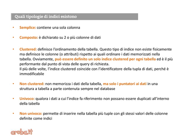 Hosting: gli indici SQL, cosa sono e come funzionano #TipOfTheDay | PPT