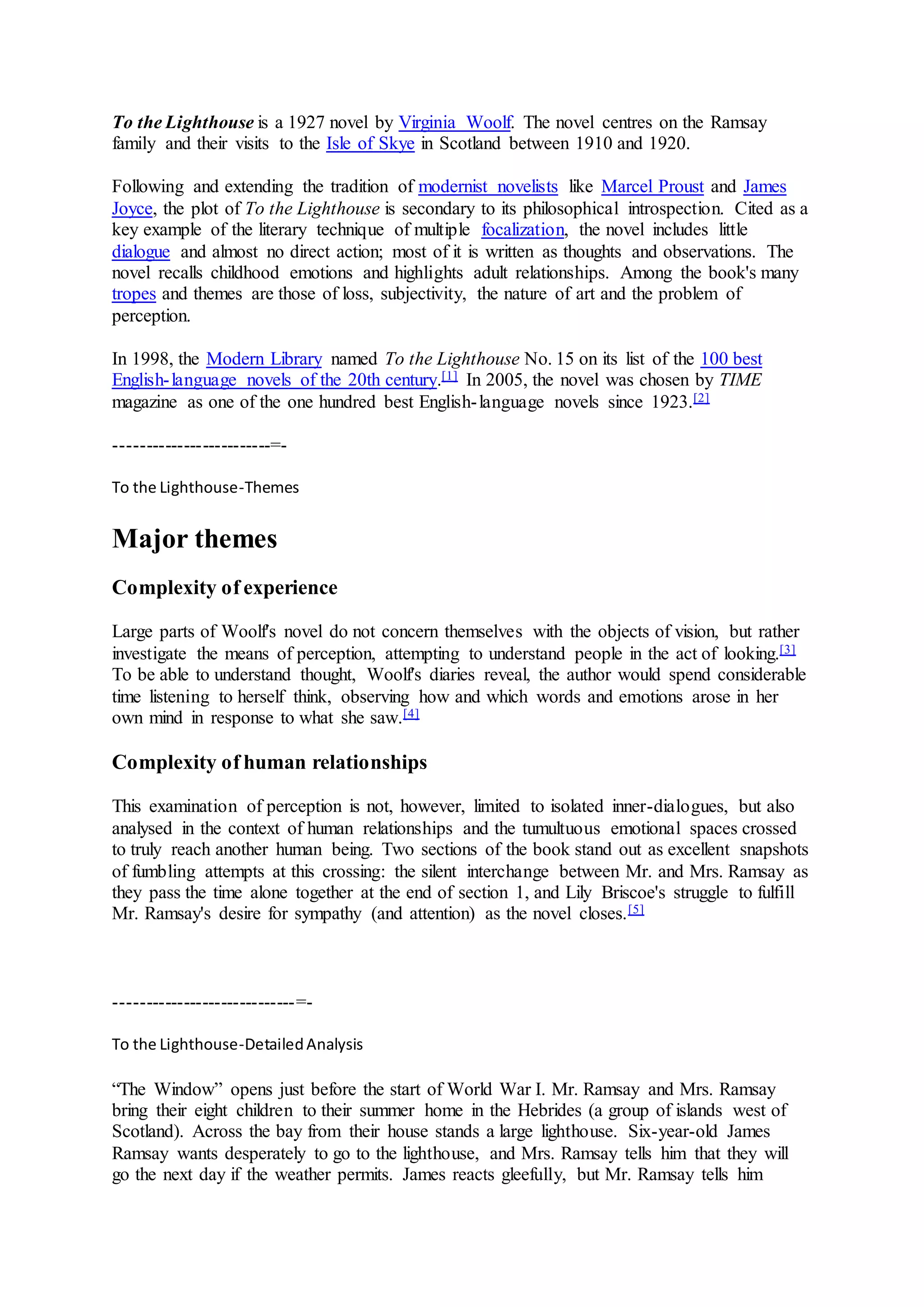 To the lighthouse introduction | DOCX