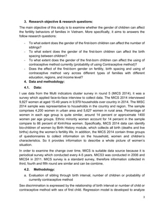 Son preference and fertility behavior evidence from Viet Nam - Project ...