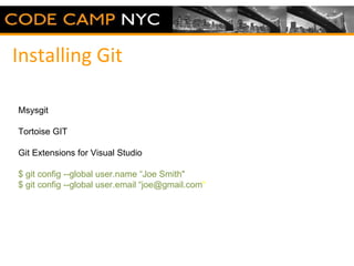 Nyc Code Camp 2010 Git And Github | PPT