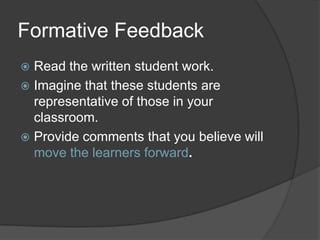 Using Feedback to Move Students' Thinking Forward | PPT