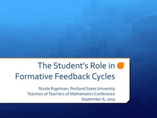 Student's Role in the Formative Assessment Cycle | PPTX