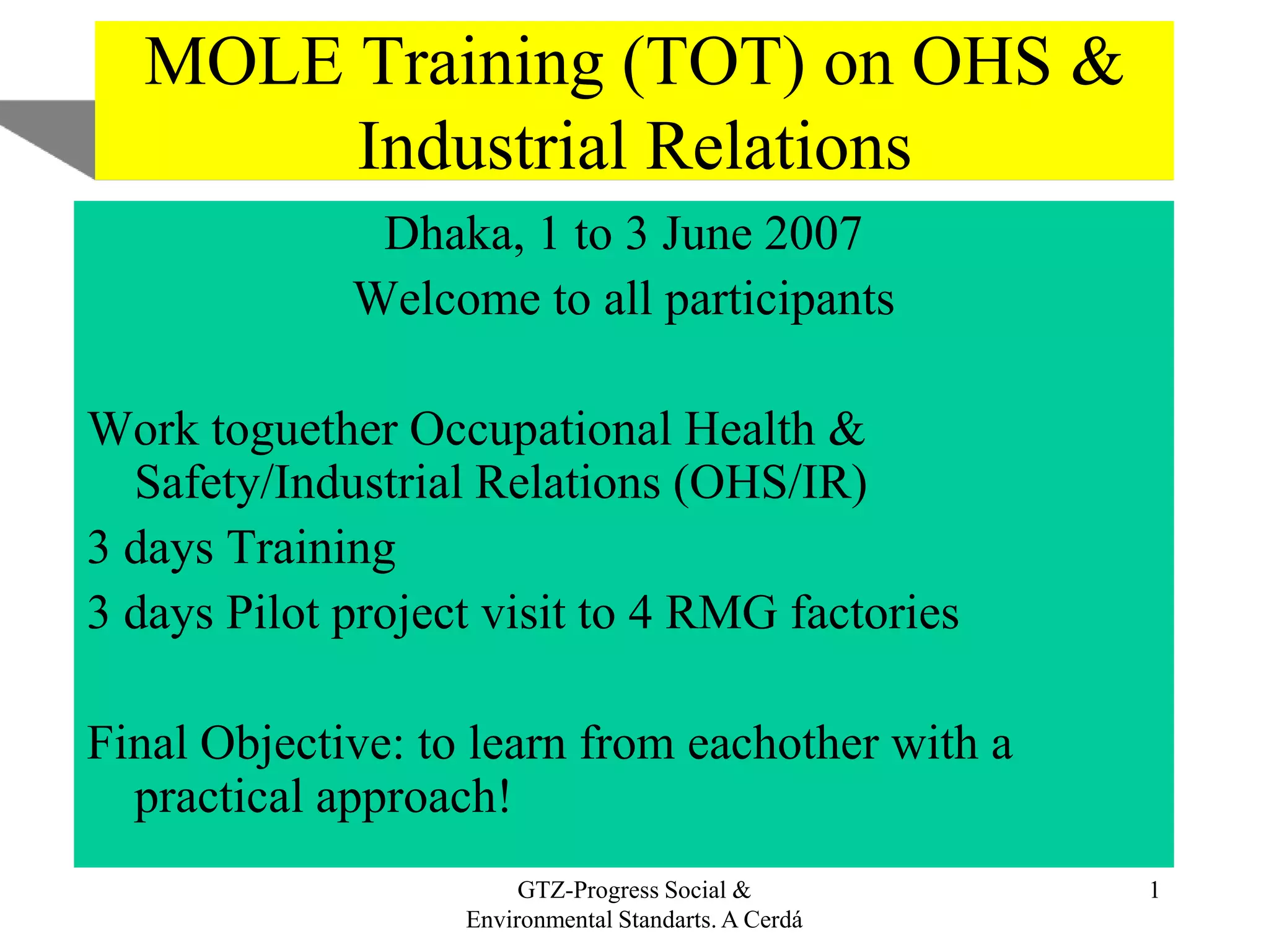 Tot & pilot project program presentation 300507 | PPT