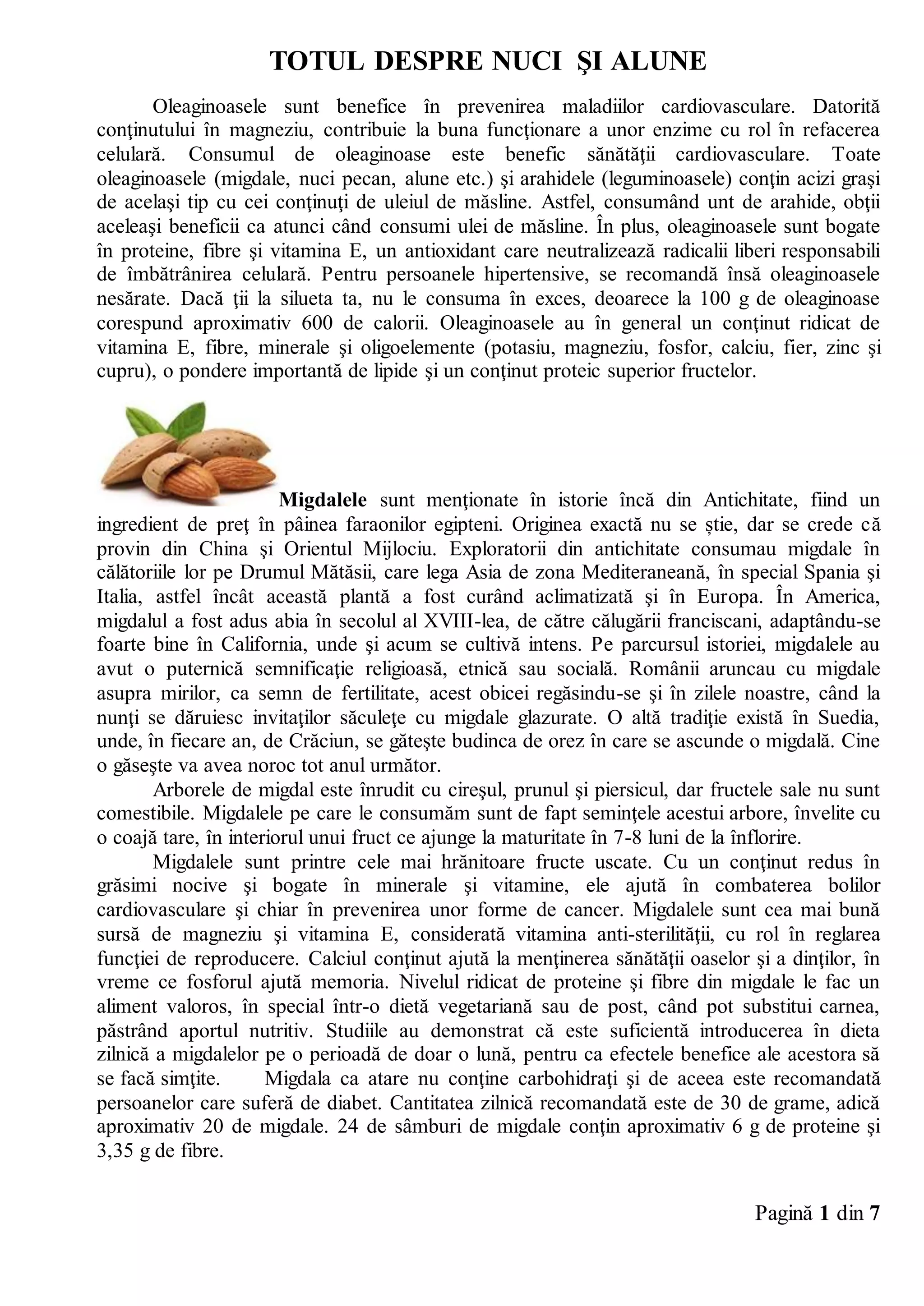 Totul despre nuci si alune | DOCX