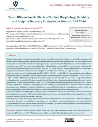 Touch DNA on Wood: Effects of Surface Morphology, Humidity, and ...