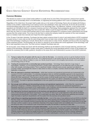 Touchbase Global: UCCE Best Practices | PDF