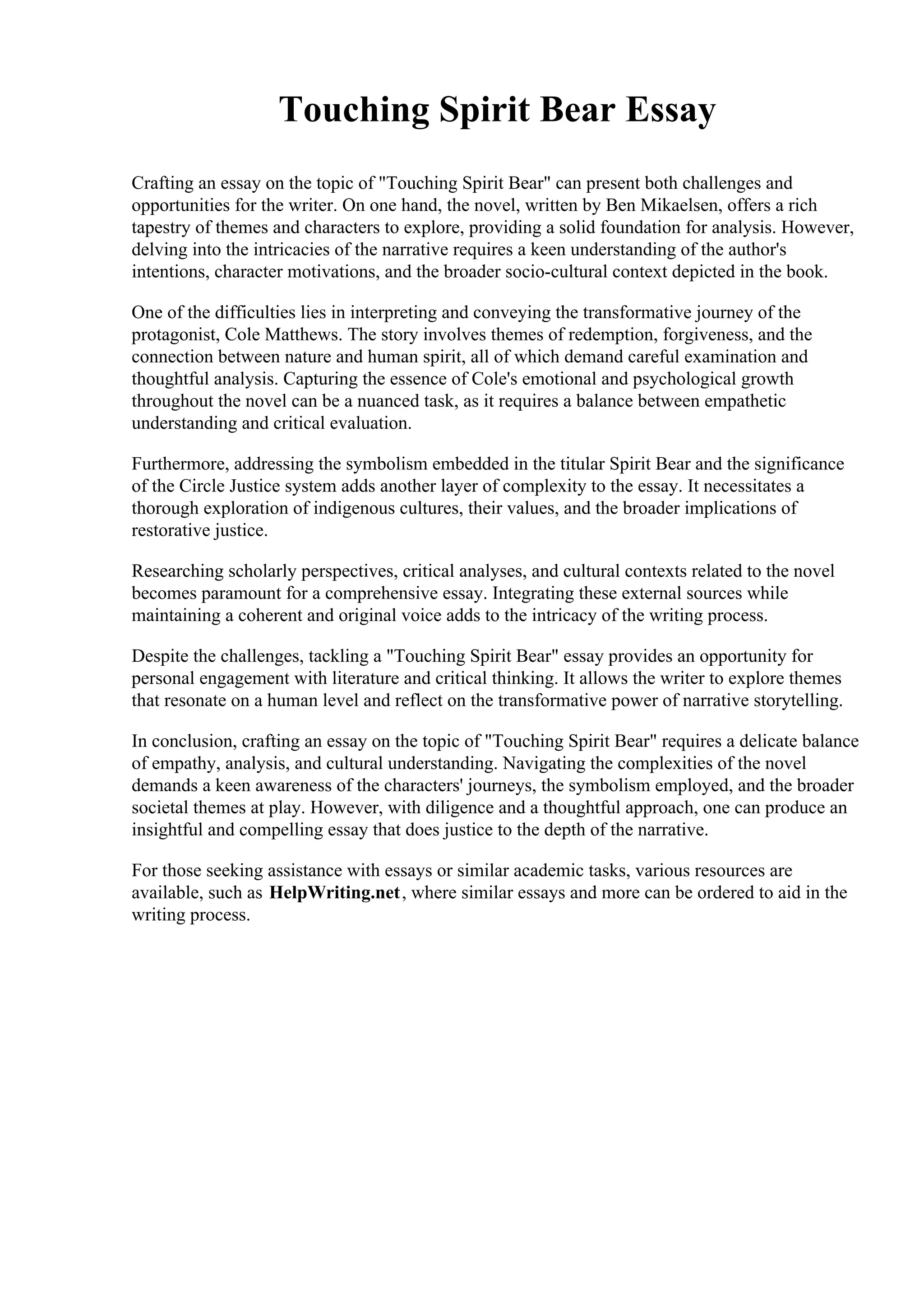 Touching Spirit Bear Essay.pdf