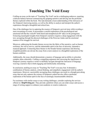 Touching The Void Essay. Touching the Void INTRO lesson - GCSE English Teaching Resources | PDF