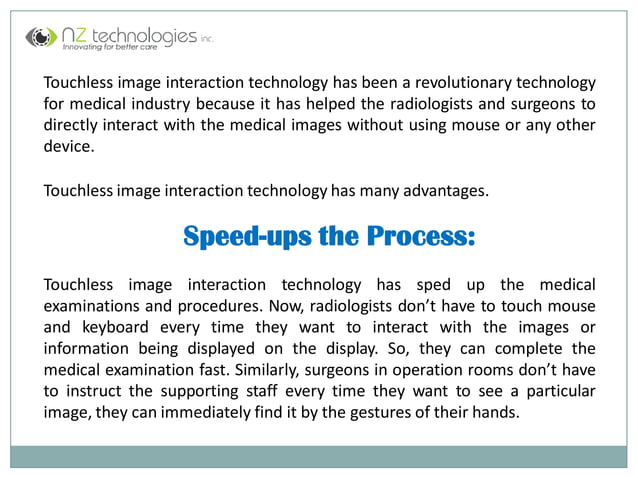 Touchless Image Interaction Technology in Medical Industry | PPT