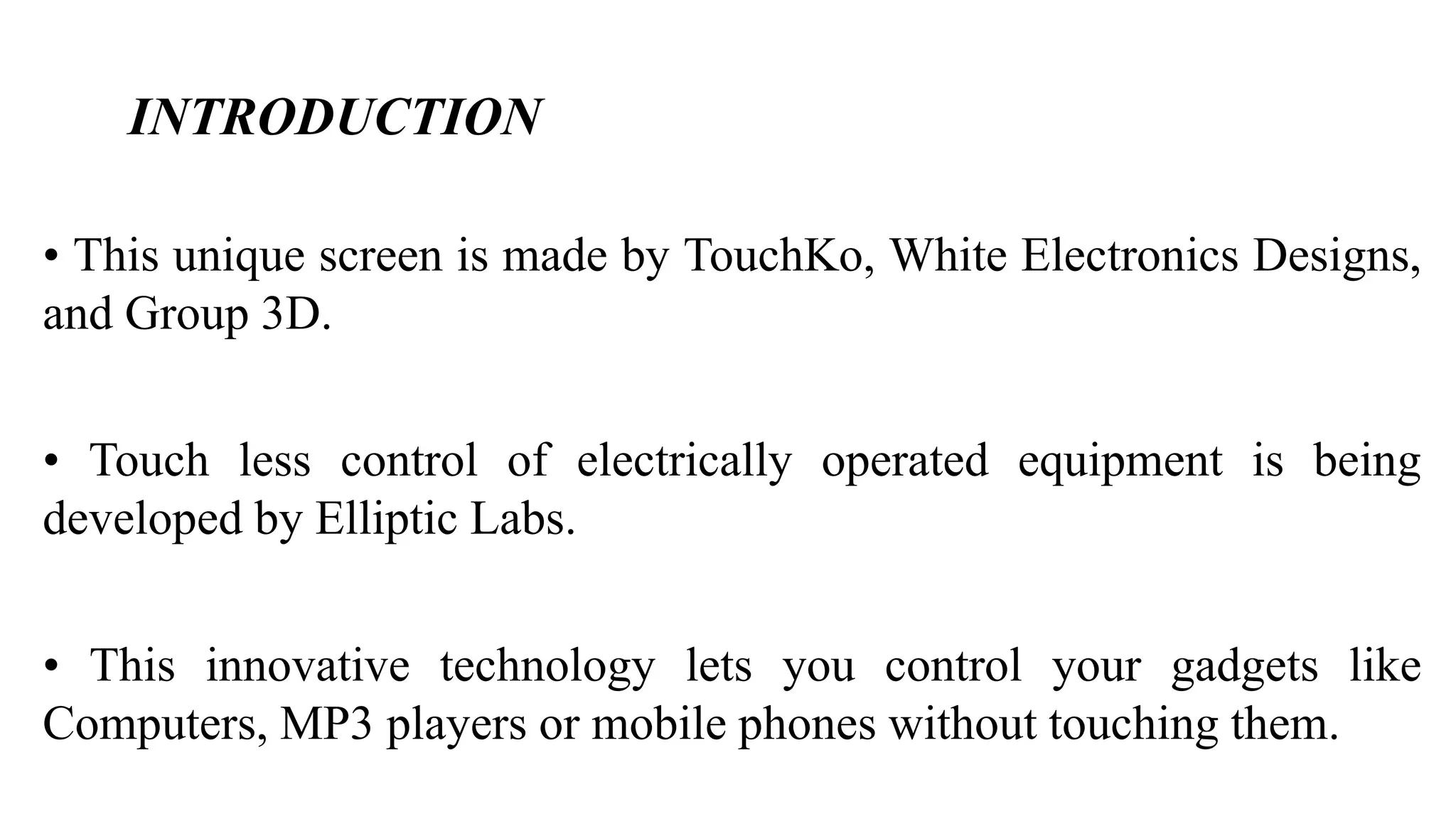 Touchless touchscreen technology | PPTX