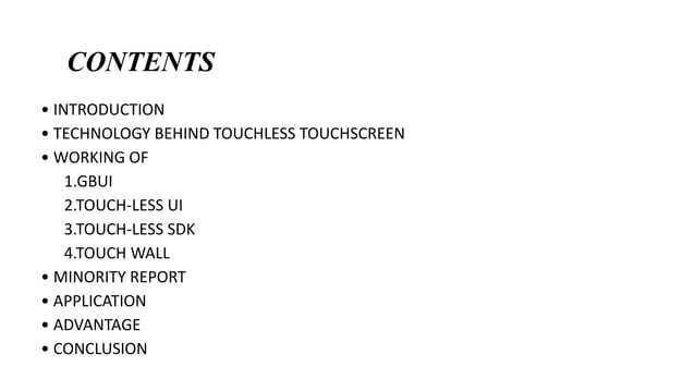 Touchless touchscreen technology | PPTX