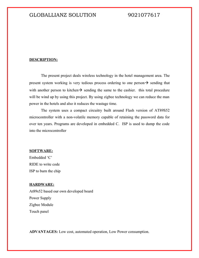 Touch panel based modern restaurants atomization using zigbee technology | PDF