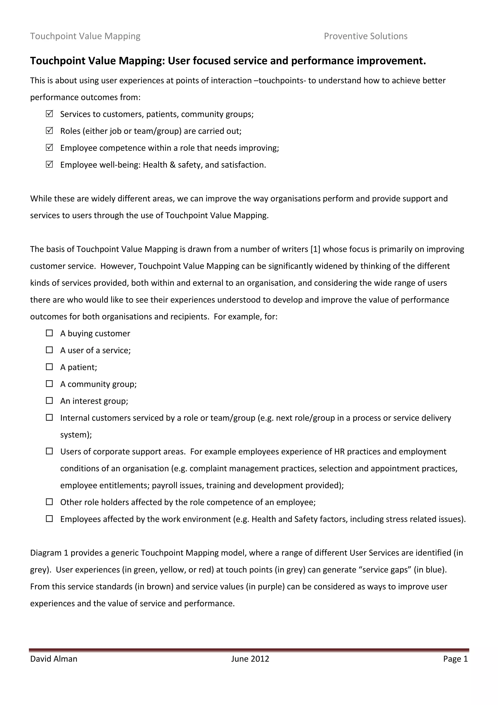 Touchpoint Value Mapping | PDF