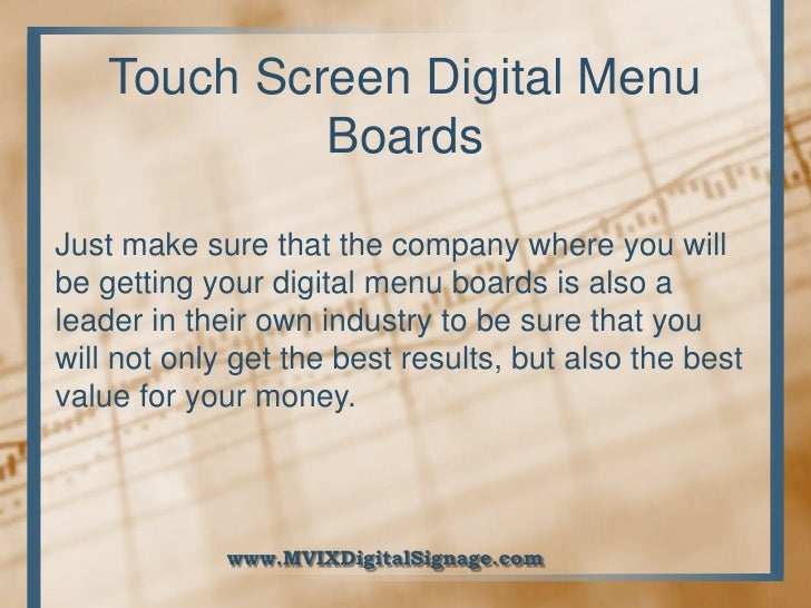 Touch Screen Digital Menu Boards