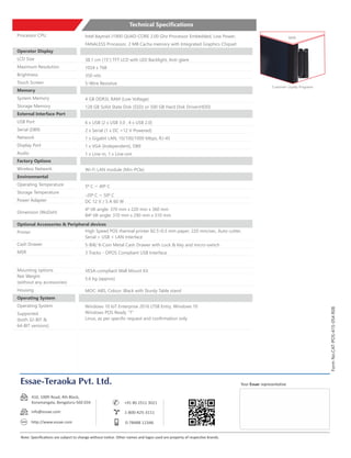 Essae is leading manufcature of touch screen pos system | PDF