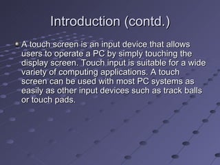 Touch screen technology | PPT