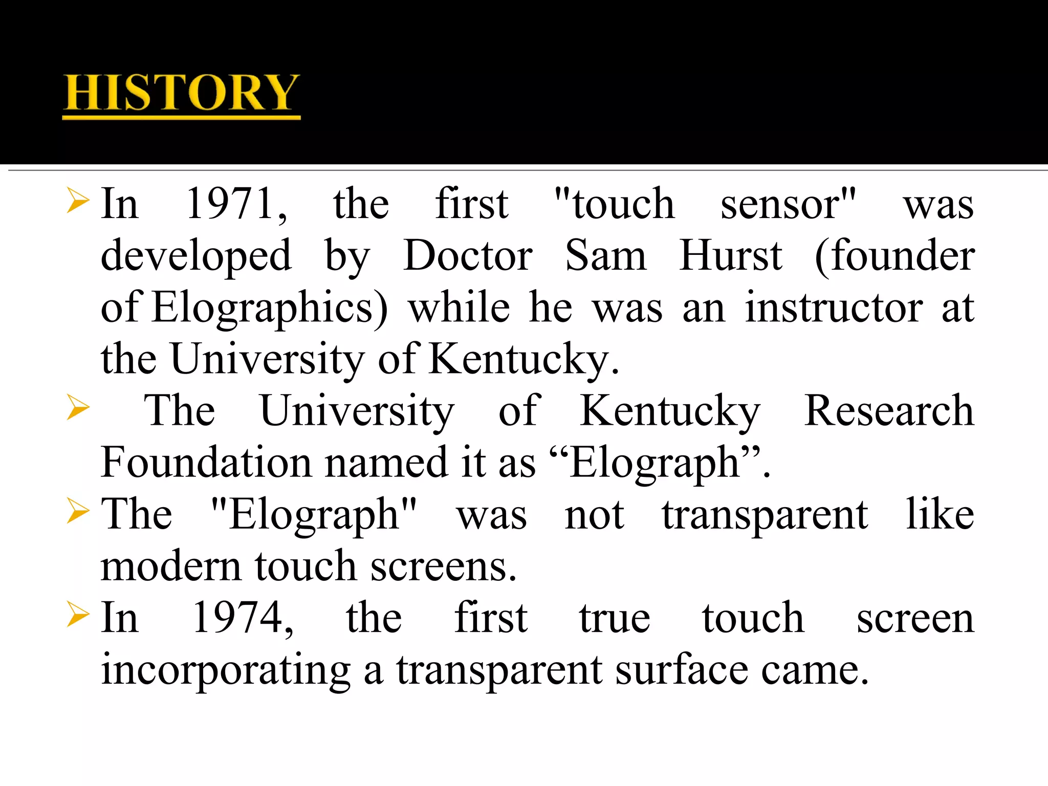 Touch Screen Sensor presentation | PPT