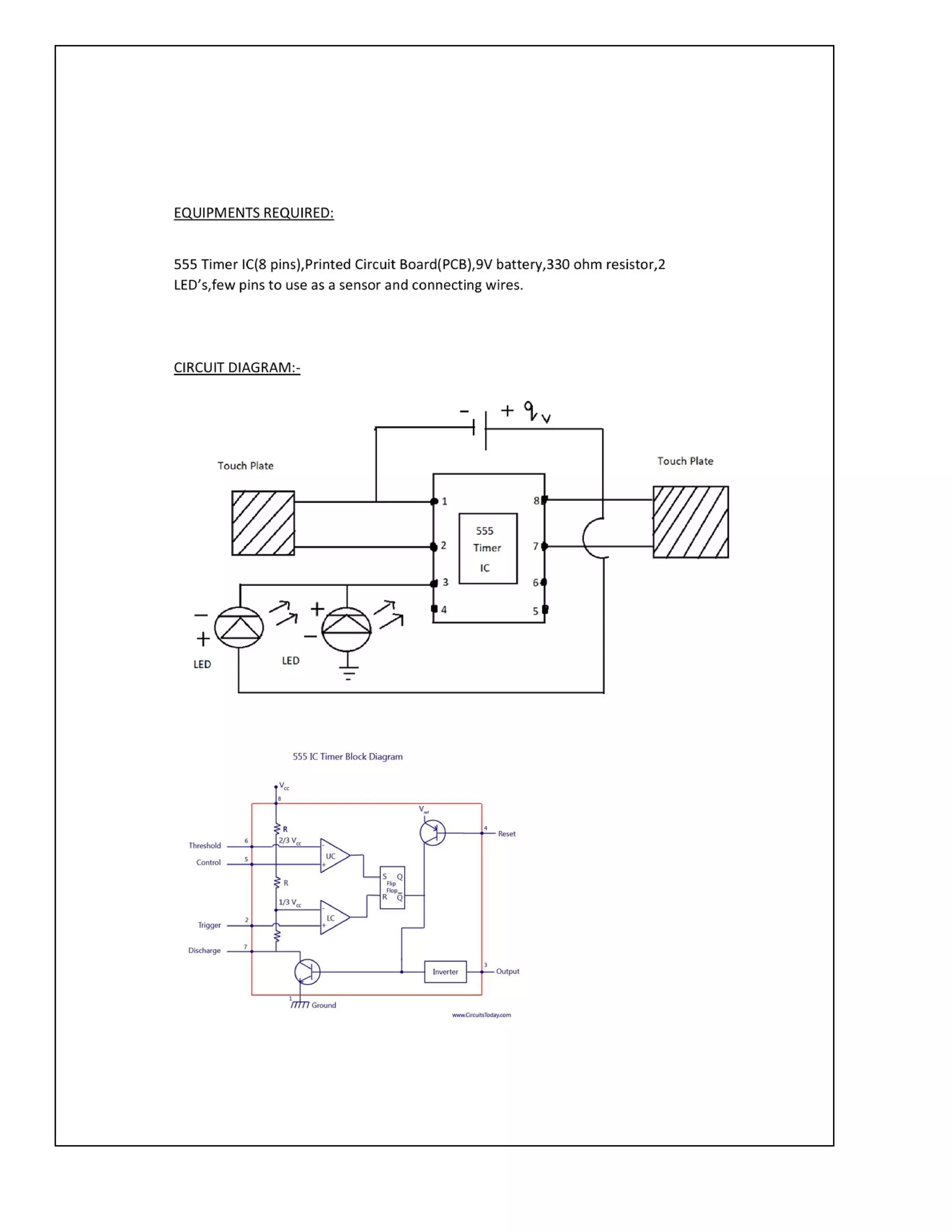 Touch sensor using 555 timer integrated circuit(ic) | PDF