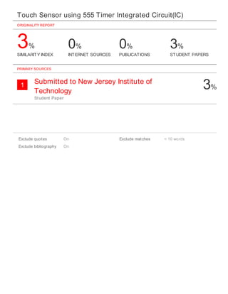 Touch sensor using 555 timer integrated circuit(ic) | PDF