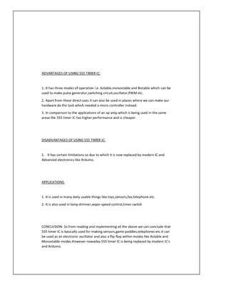 Touch sensor using 555 timer integrated circuit(ic) | PDF
