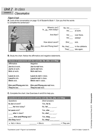 Touchstone 1-beginning-unit2-lessons-a+b+c-worksheet | PDF