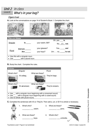 Touchstone 1-beginning-unit2-lessons-a+b+c-worksheet | PDF