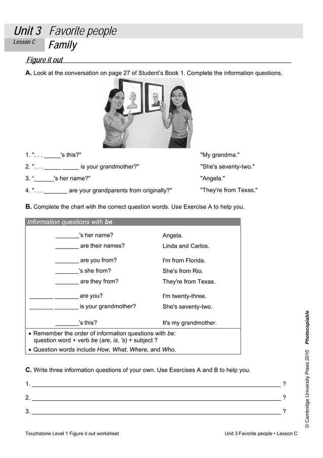 Touchstone 1-beginning-unit3-lesson-a-b-c-worksheet | PDF | Genealogy ...