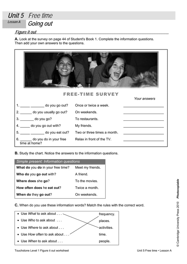 Touchstone 1-beginning-unit5-lessons-a-b-worksheet | PDF