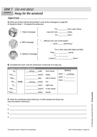 Touchstone 1-beginning-unit7-lessons-a-b-worksheet | PDF