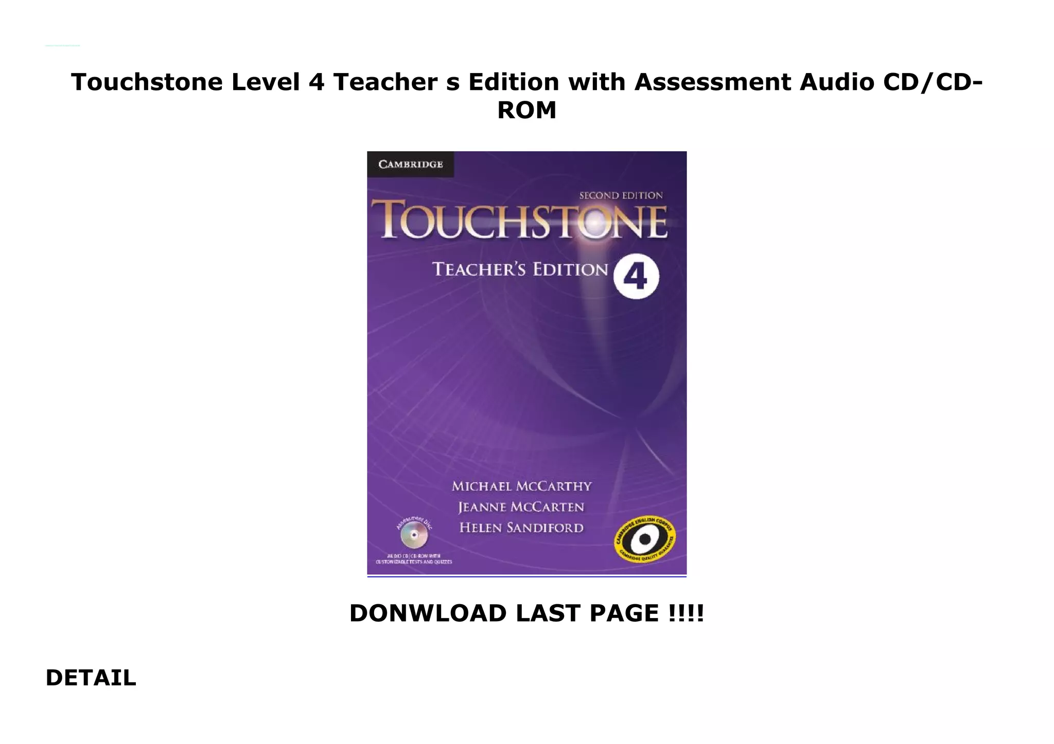 Touchstone Level 4 Teacher s Edition with Assessment Audio CD/CD-ROM | PDF