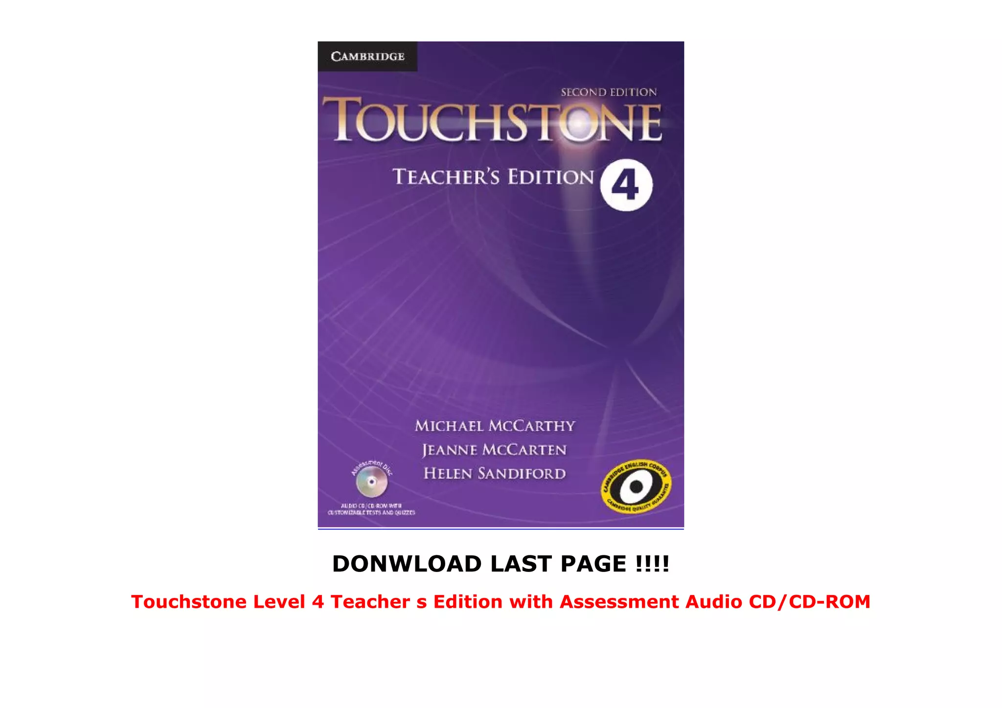 Touchstone Level 4 Teacher s Edition with Assessment Audio CD/CD-ROM | PDF