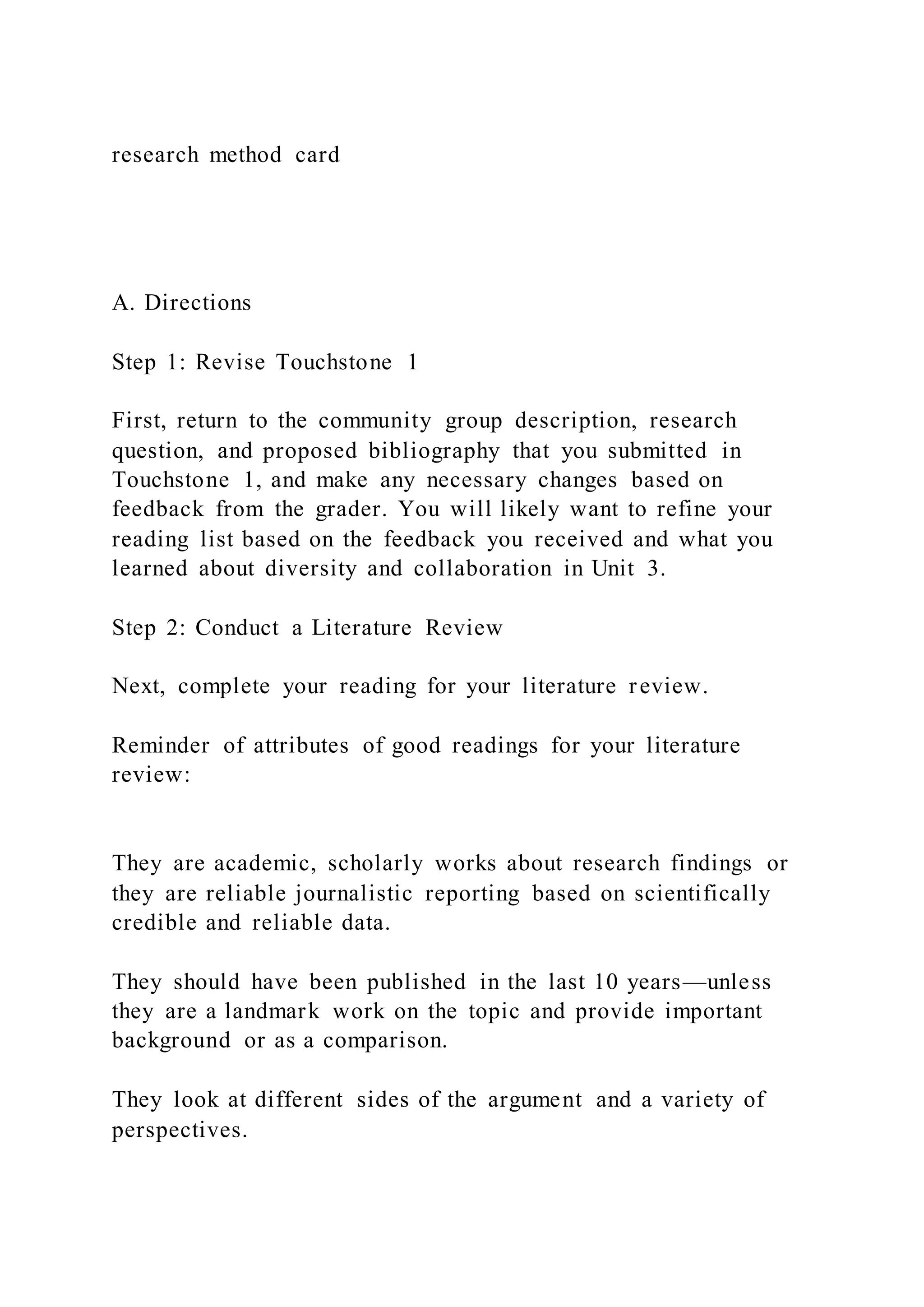 Touchstone 3 presenting a research plan scenario your | DOCX