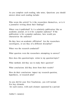 Touchstone 3 presenting a research plan scenario your | DOCX