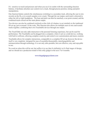 TouchTable Interactive MP3 Player- David Novak (TheGadgetGuycolumn.com) | PDF