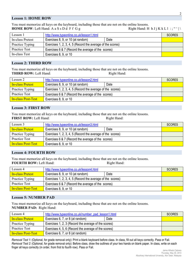 Touchtyping Skills Worksheet A (v1) | PDF